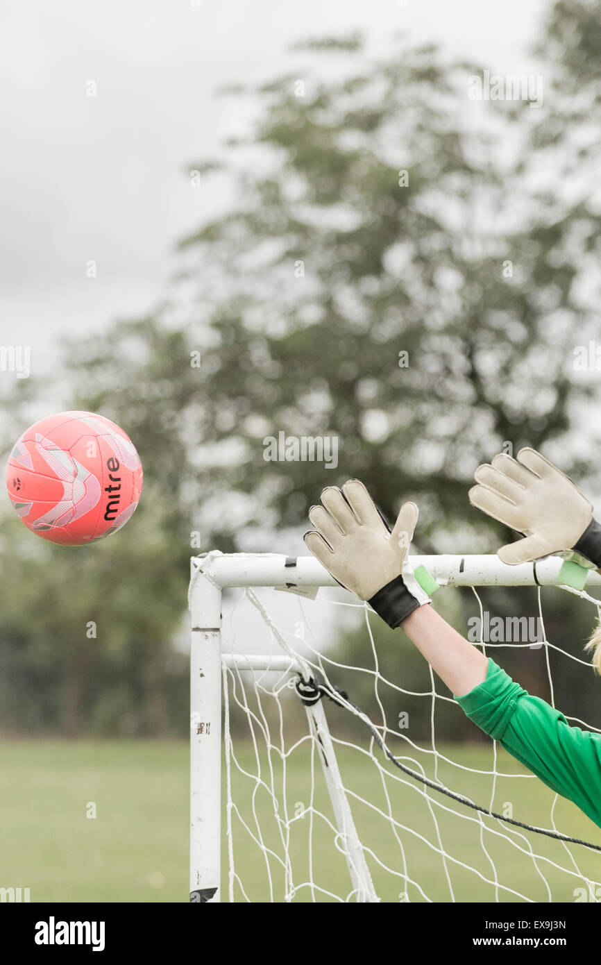 School student attempts to save a goal Stock Photo - Alamy