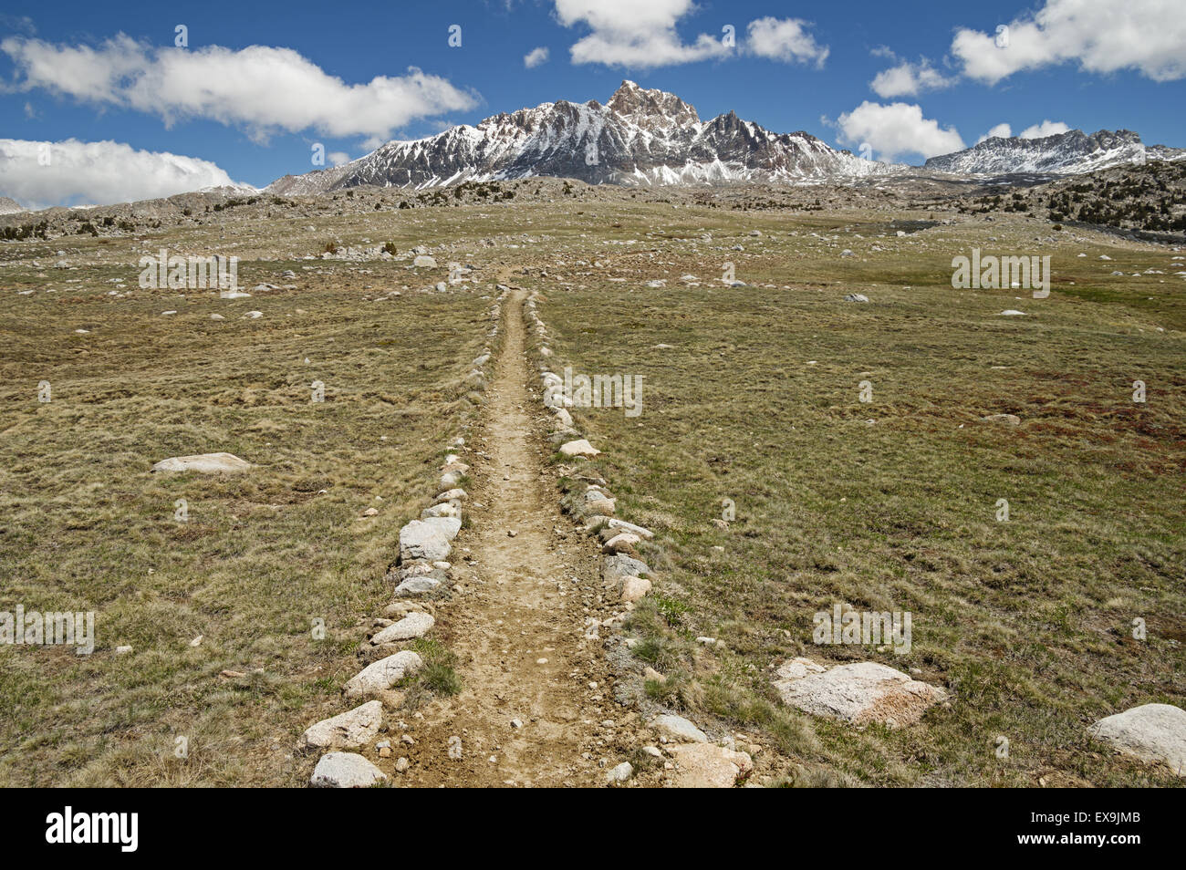 trail across the Humphreys Basin in the Sierra Nevada Mountains with ...