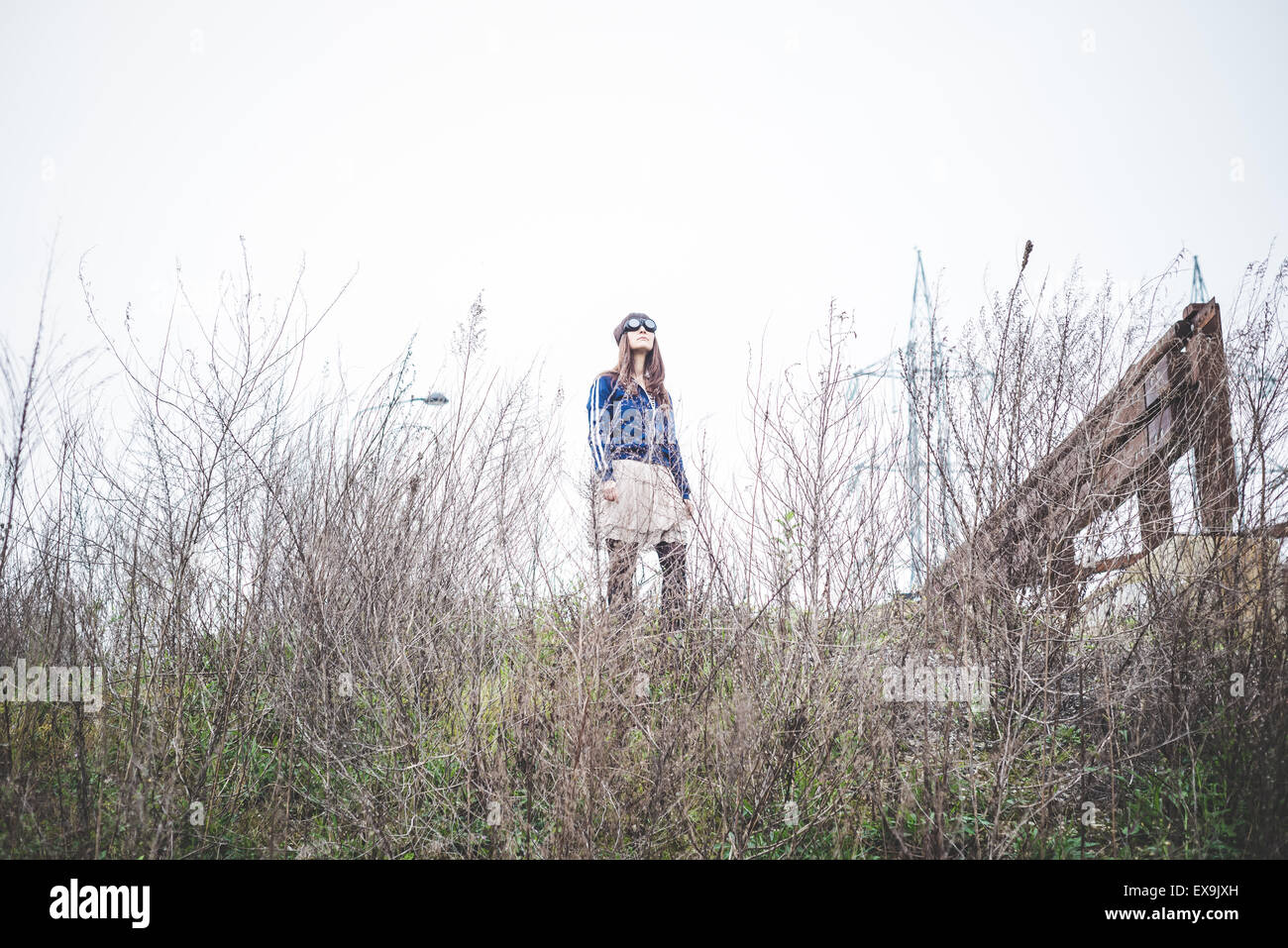 beautiful woman in a desolate lurban landscape Stock Photo - Alamy