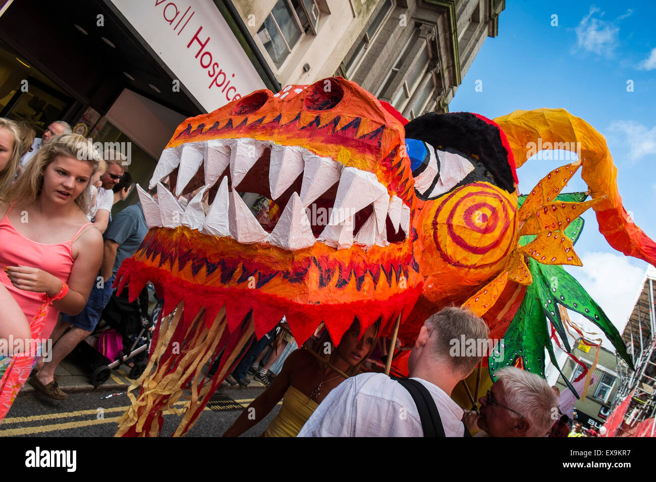 A large colourful dragon carried in one of thcolourful parades on Mazey ...
