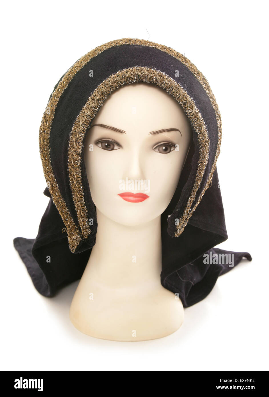mannequin wearing a tudor princess hat cutout Stock Photo - Alamy