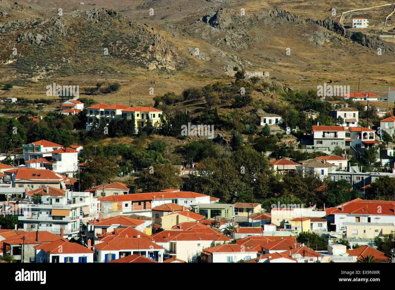 Dabia fortress hill. Lemnos or Limnos island capital city settlement of ...