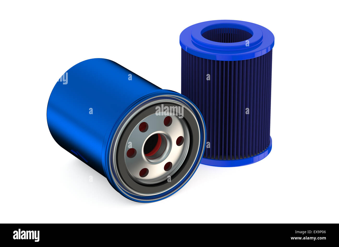Blue Car Oil filters isolated on white background Stock Photo - Alamy