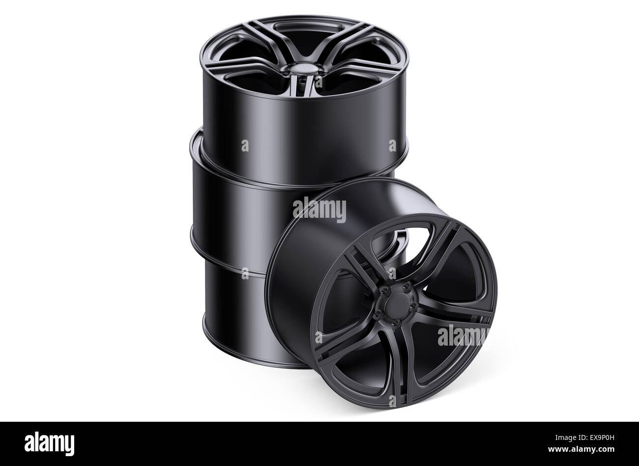 stack of car rims isolated on white background Stock Photo - Alamy