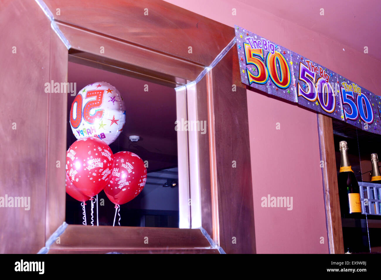 Red Happy Birthday Party Balloons mirror reflection Stock Photo - Alamy