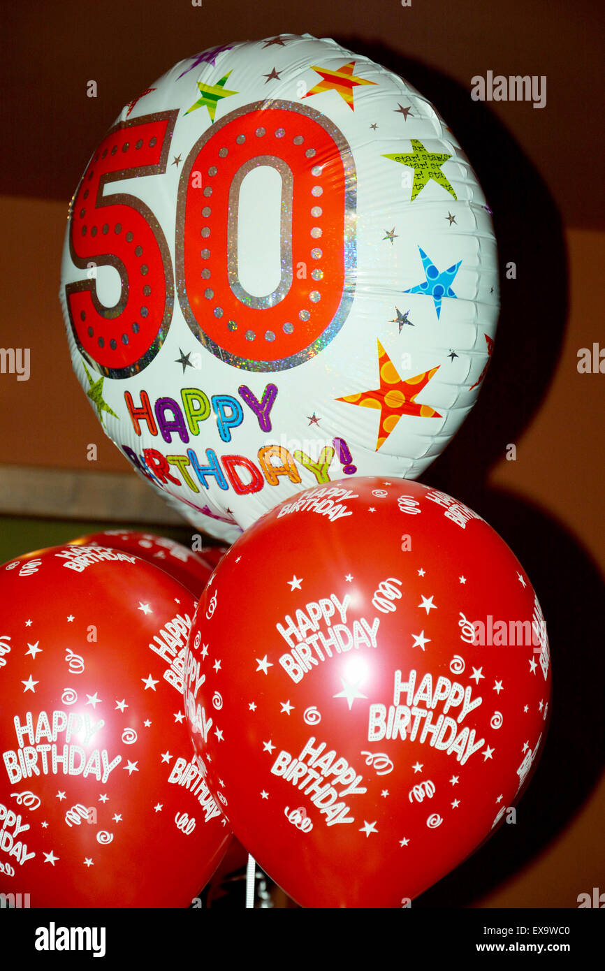 Red Happy Birthday Party Balloons Stock Photo - Alamy