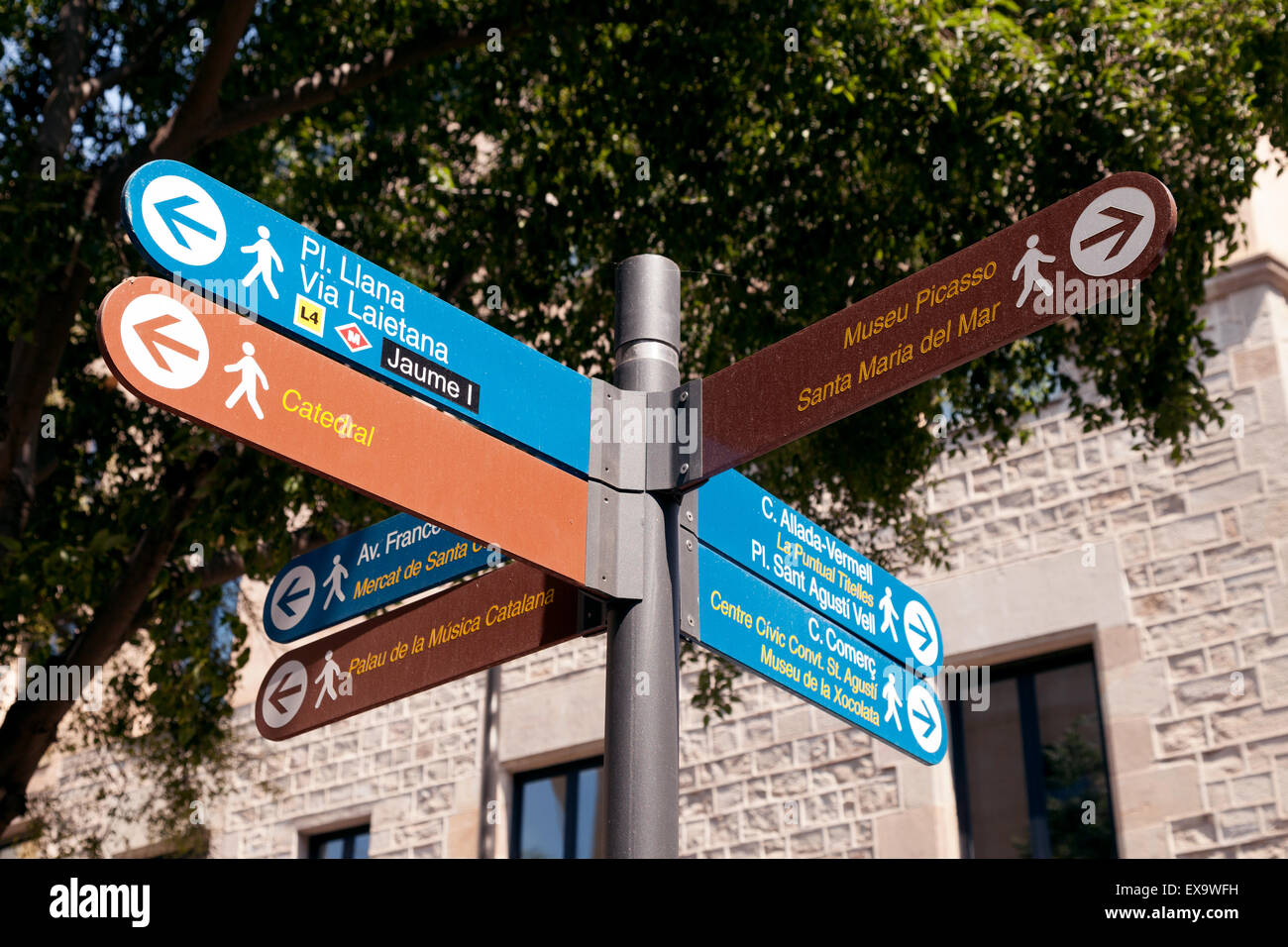 Barcelona street sign for tourism, Barcelona, Spain Europe Stock Photo ...