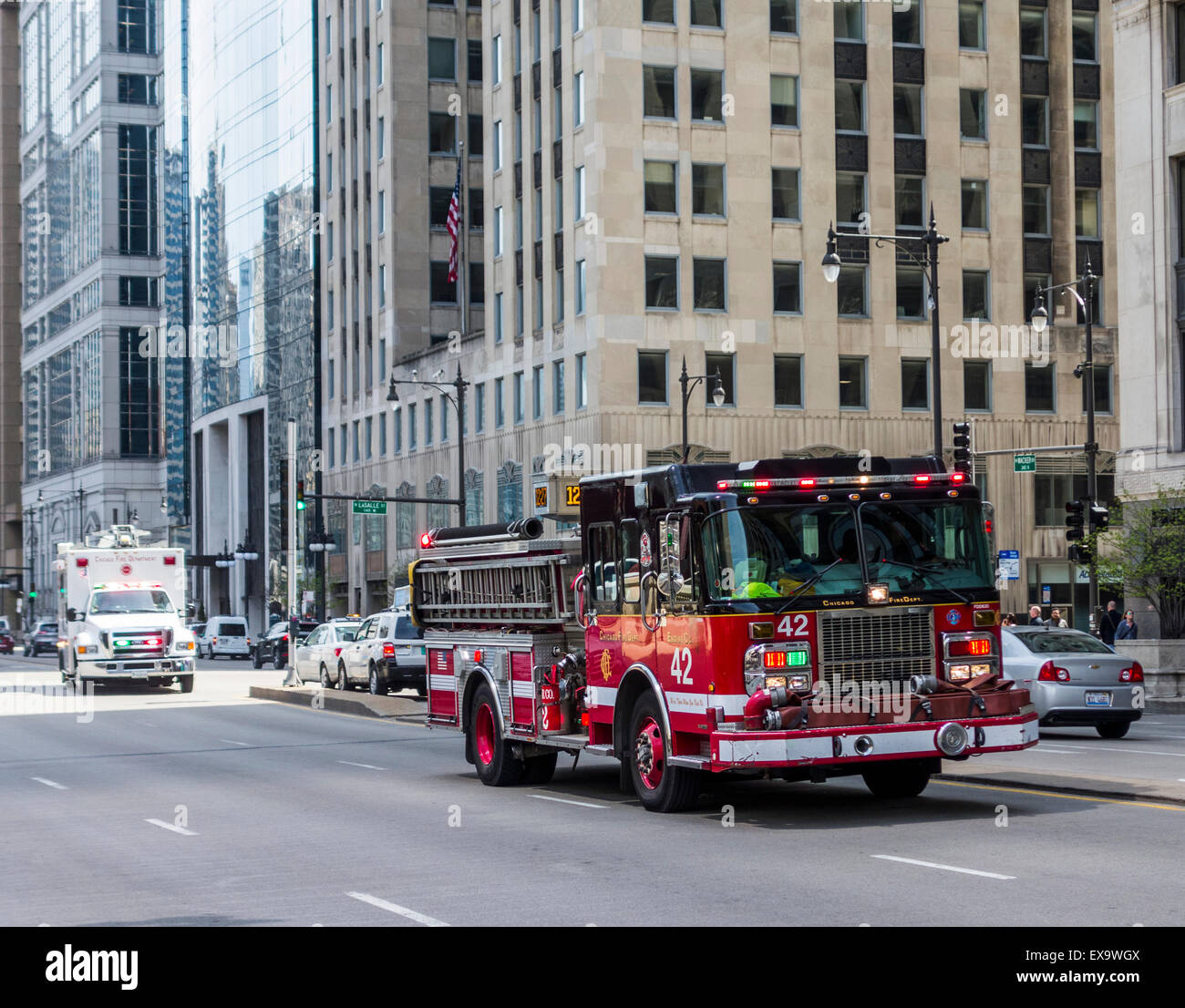 fire engine on Wacker Drive, Chicago, Illinois, USA Stock Photo - Alamy