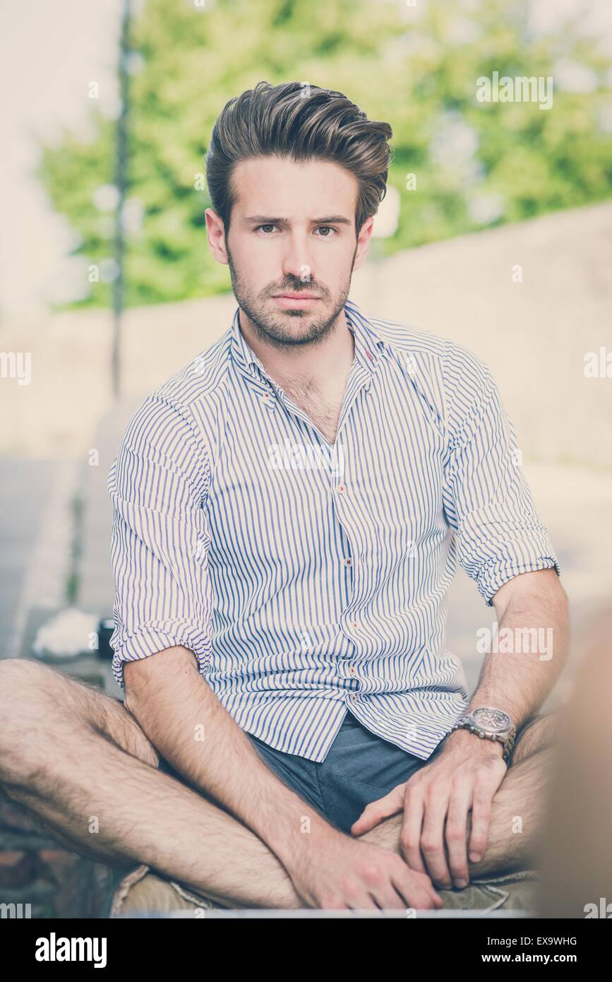 young handsome hipster modern man outdoor in summertime Stock Photo - Alamy