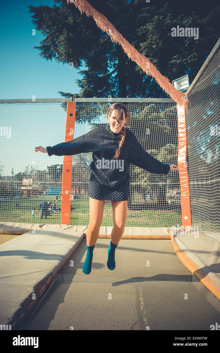 Woman trampoline hi-res stock photography and images - Alamy