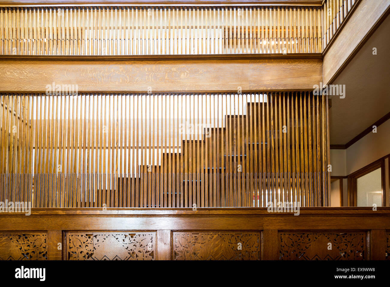 interior wood screen of the Charnley-Persky House, Chicago, Illinois ...