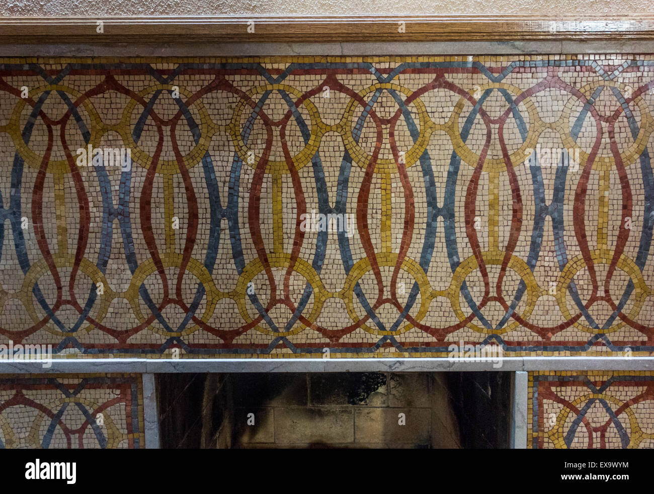 detail of mosaic fireplace, interior of the Charnley-Persky House ...