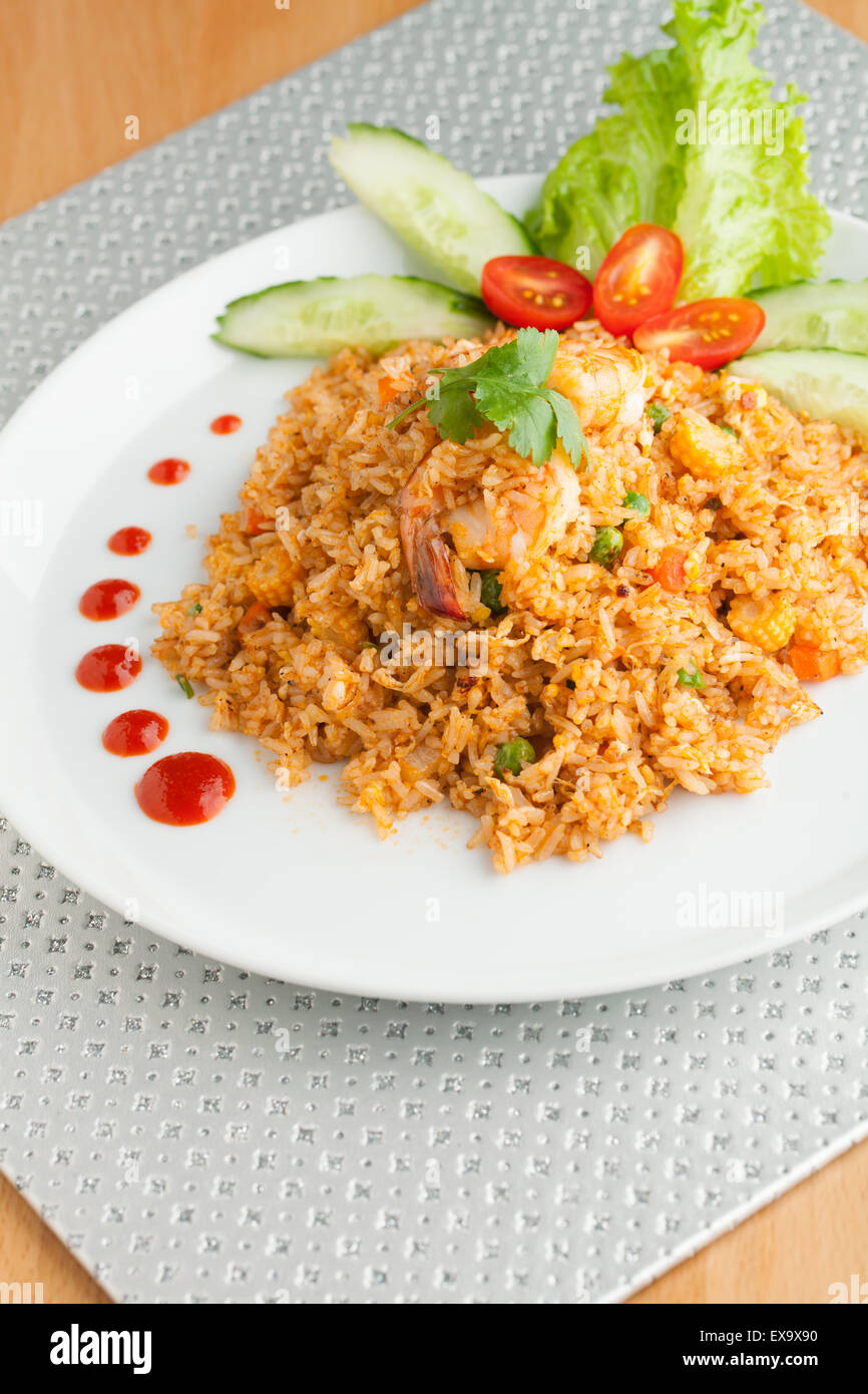 Sriracha Fried Rice with Shrimp Stock Photo - Alamy