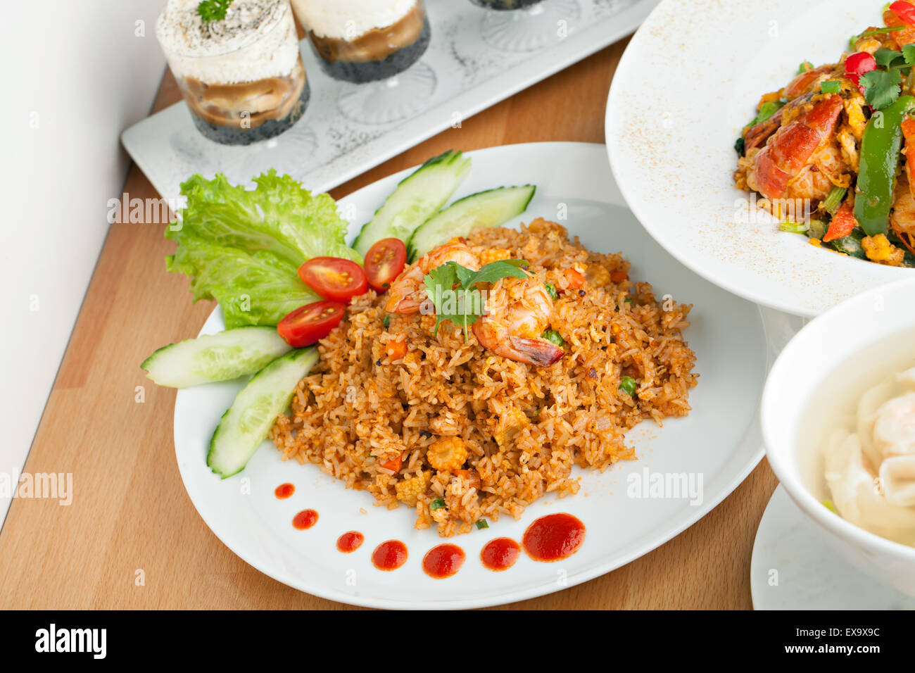 Sriracha Fried Rice with Shrimp Stock Photo - Alamy