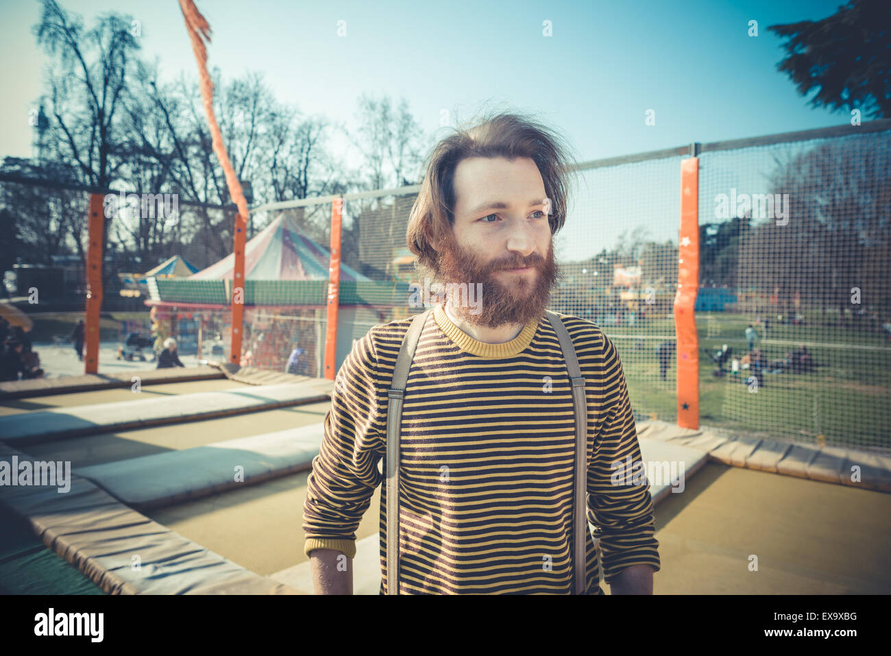young bearded stylish handsome hipster man outdoors Stock Photo - Alamy