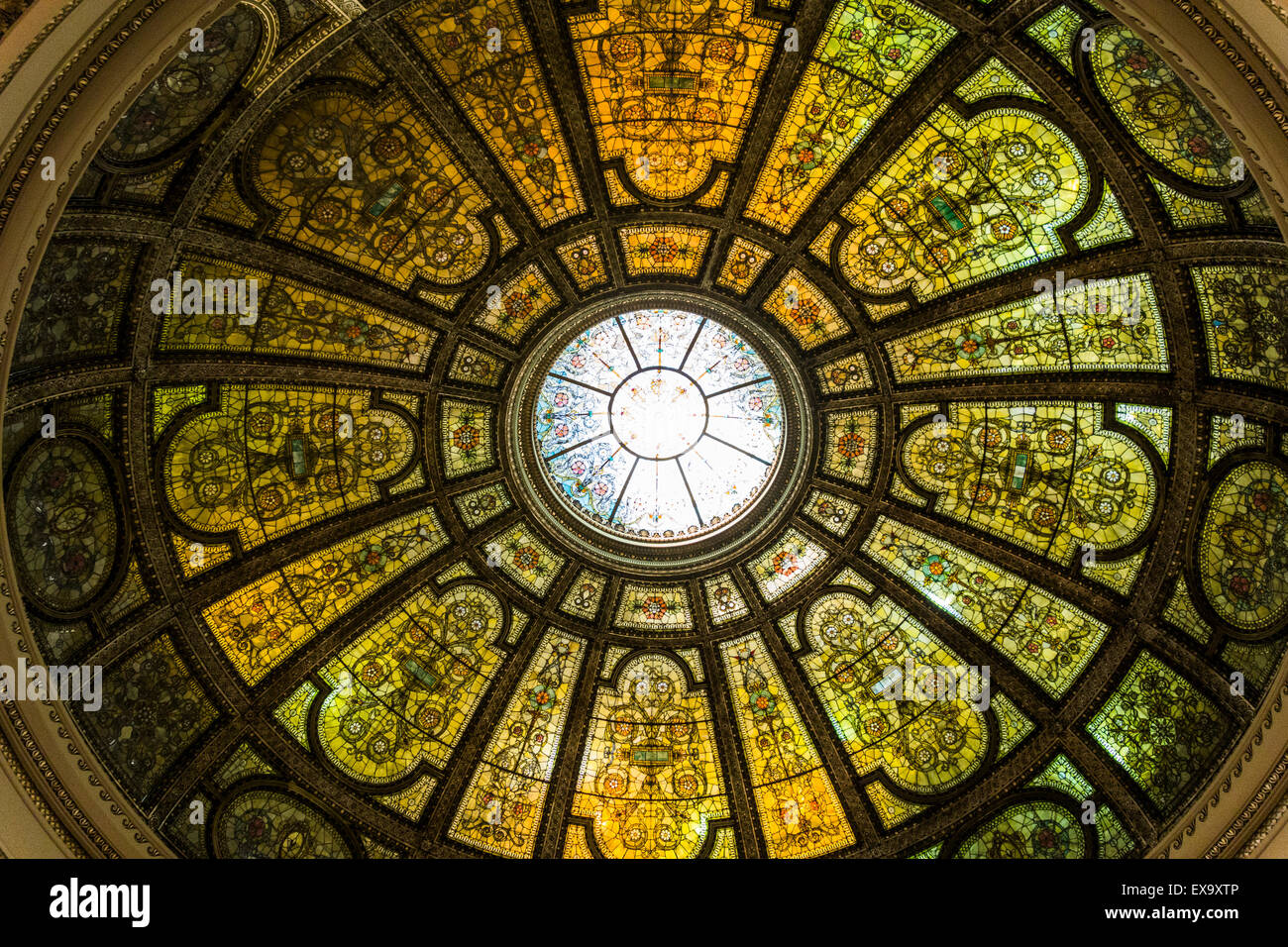 detail of domed skylight, Chicago Cultural Center, formerly the Chicago ...