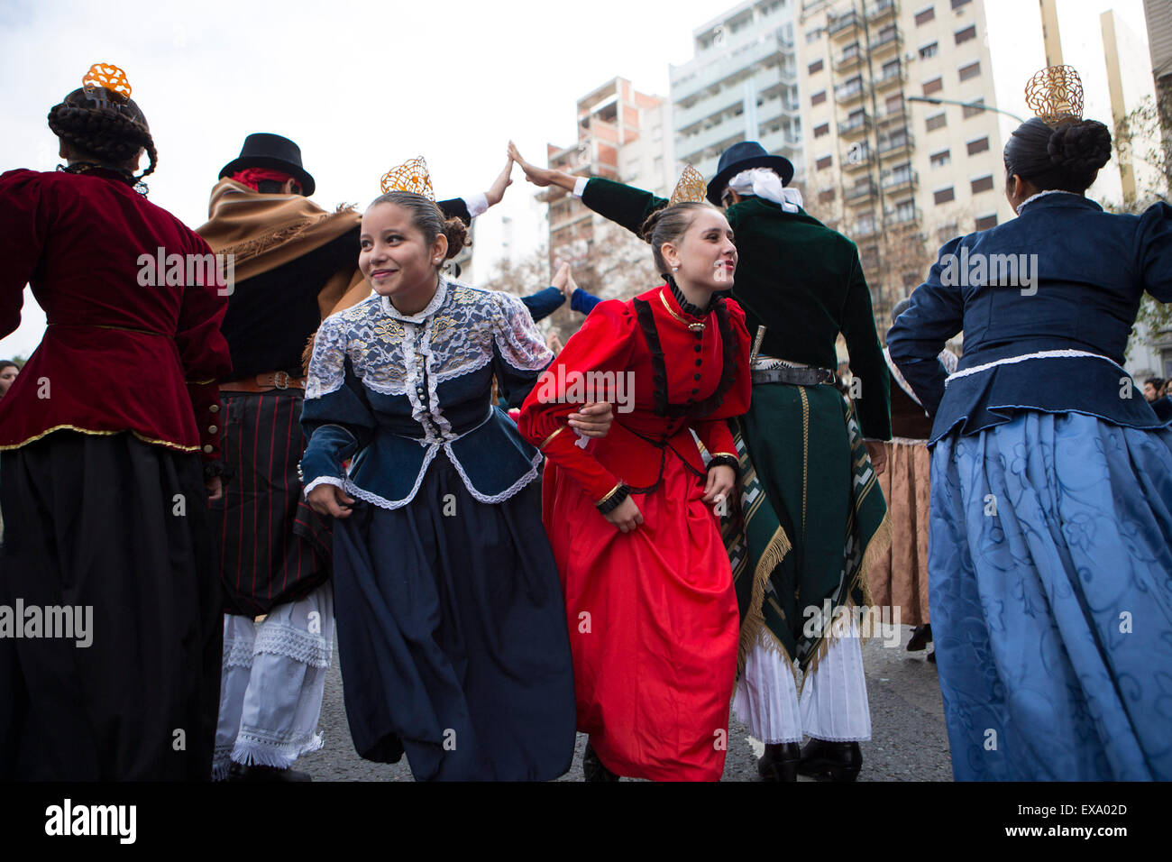 Buenos Aires, Argentina. 9th July, 2015. Residents dressed with ...