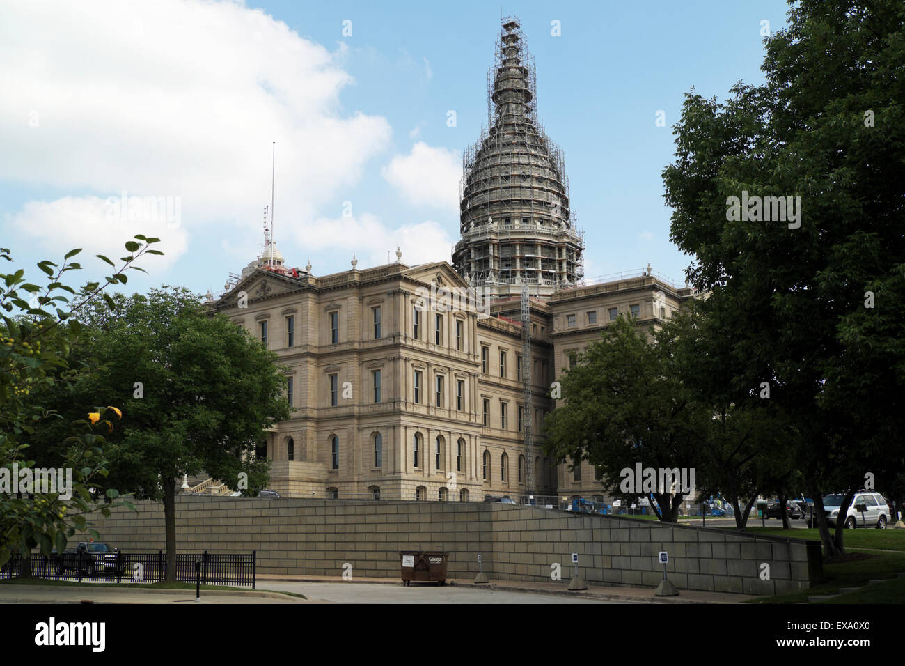 Northwest elevation of the Michigan State Capitol building with the ...