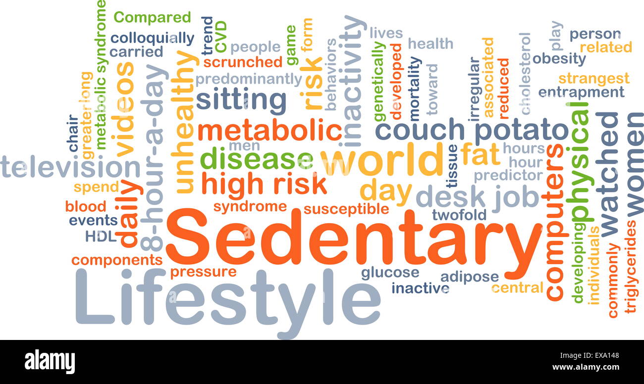 Background concept wordcloud illustration of sedentary lifestyle Stock ...