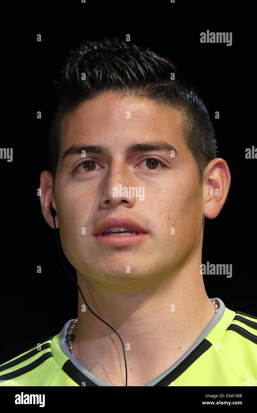Colombian football player James Rodriguez attends a press event by ...
