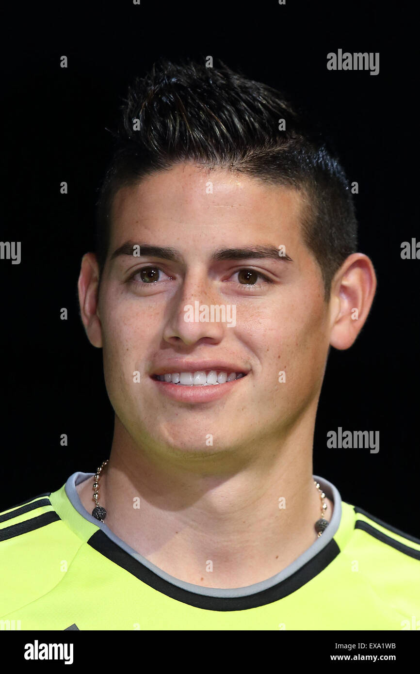 Colombian football player James Rodriguez attends a press event by ...