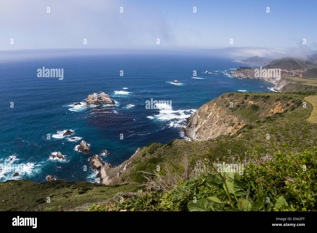Coastline in California with dramatic rocks and cliffs alongside ...