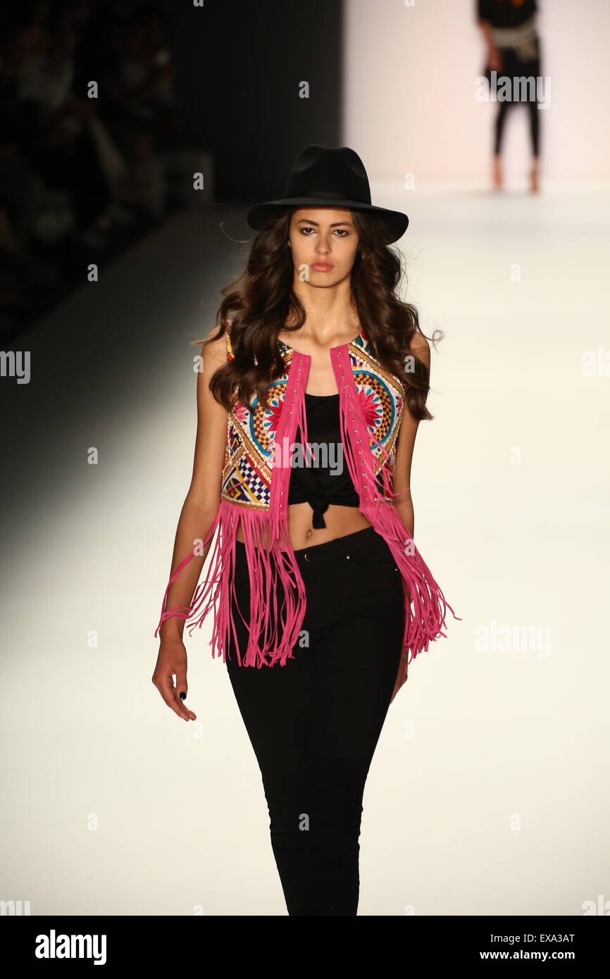 Berlin, Germany. 09th July, 2015. Model presenting the Dimitri ...