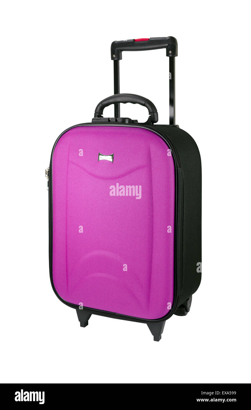 Pink Travel luggage isolated on the white background Stock Photo - Alamy