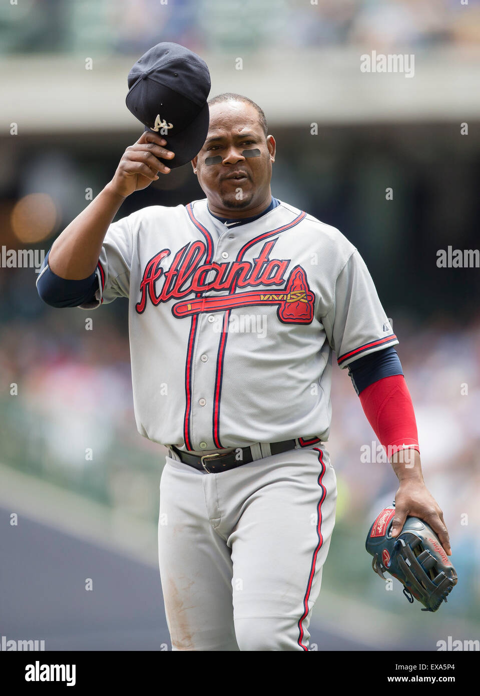 Milwaukee, WI, USA. 8th July, 2015. Atlanta Braves third baseman Juan ...