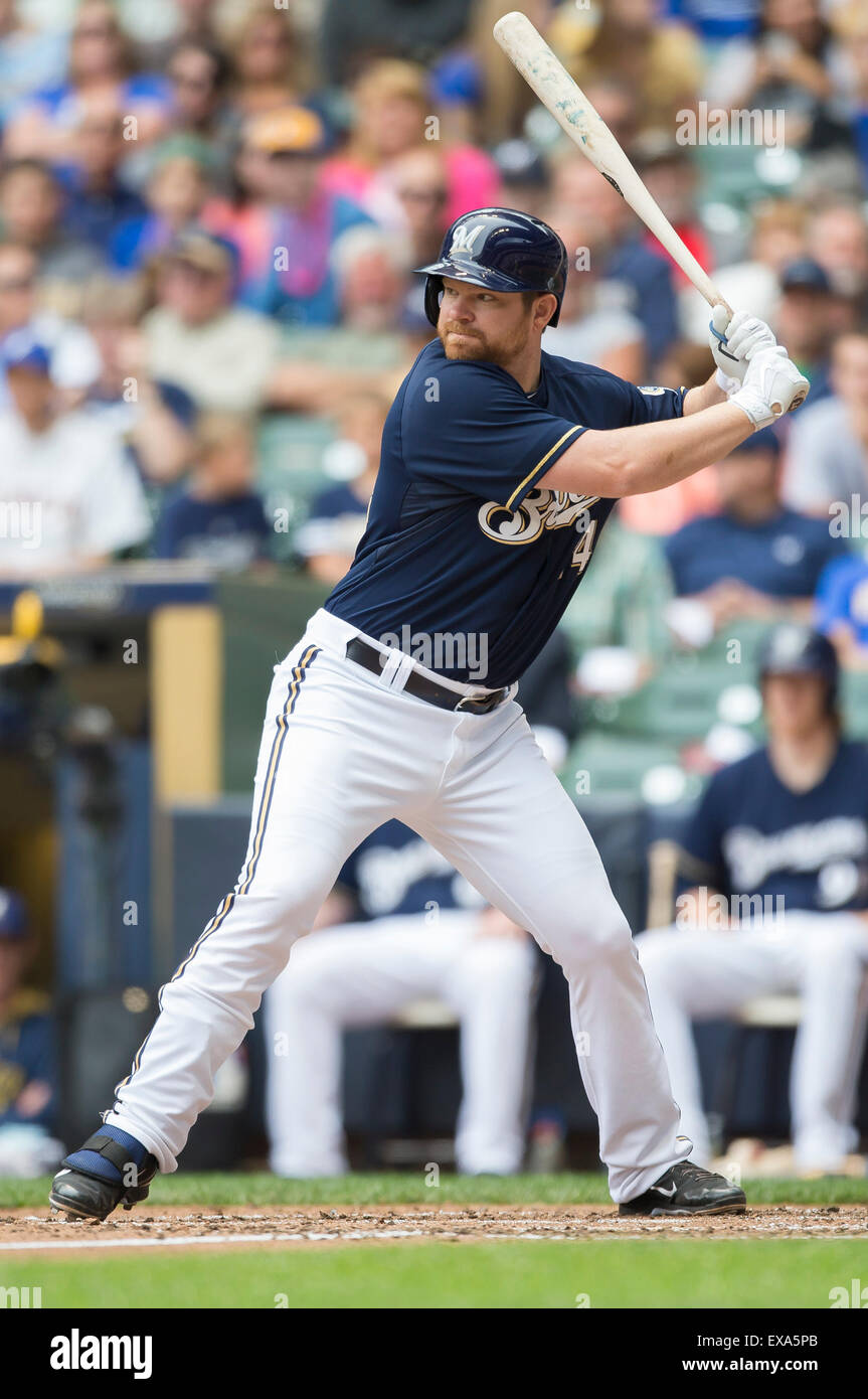 Milwaukee, WI, USA. 8th July, 2015. Milwaukee Brewers first baseman ...