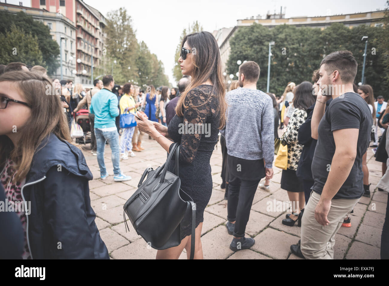 MILAN, ITALY - SEPTEMBER 20: People during Milan Fashion week in Milan ...