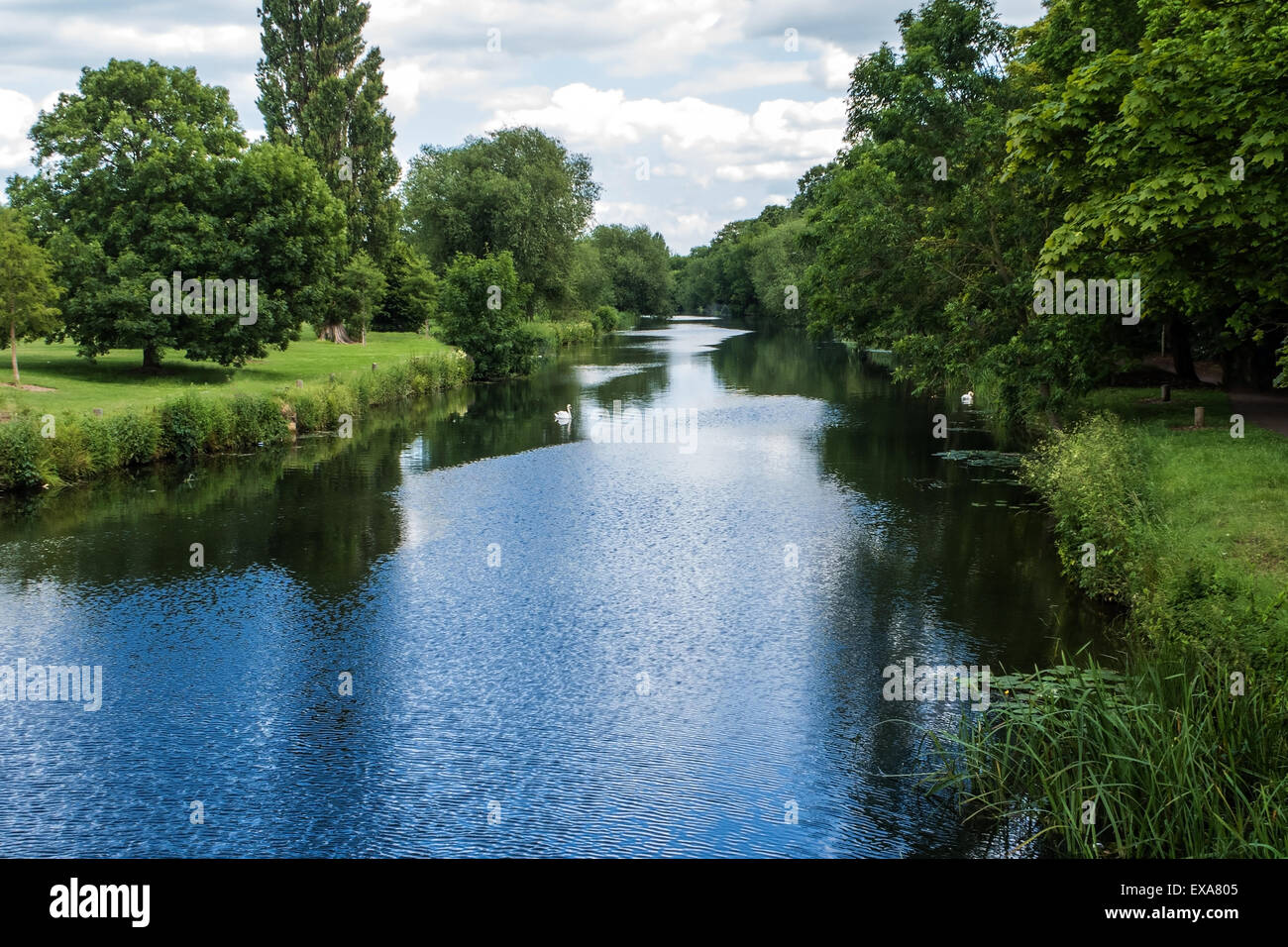 The beautiful Riverside view of the Great Ouse at Bedford Stock Photo ...