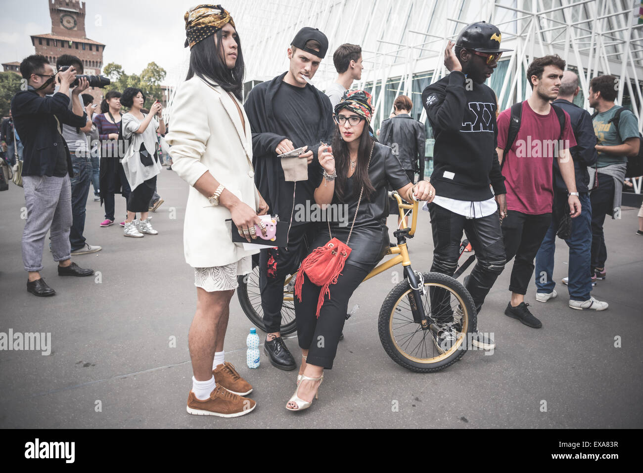MILAN, ITALY - SEPTEMBER 20: People during Milan Fashion week in Milan ...