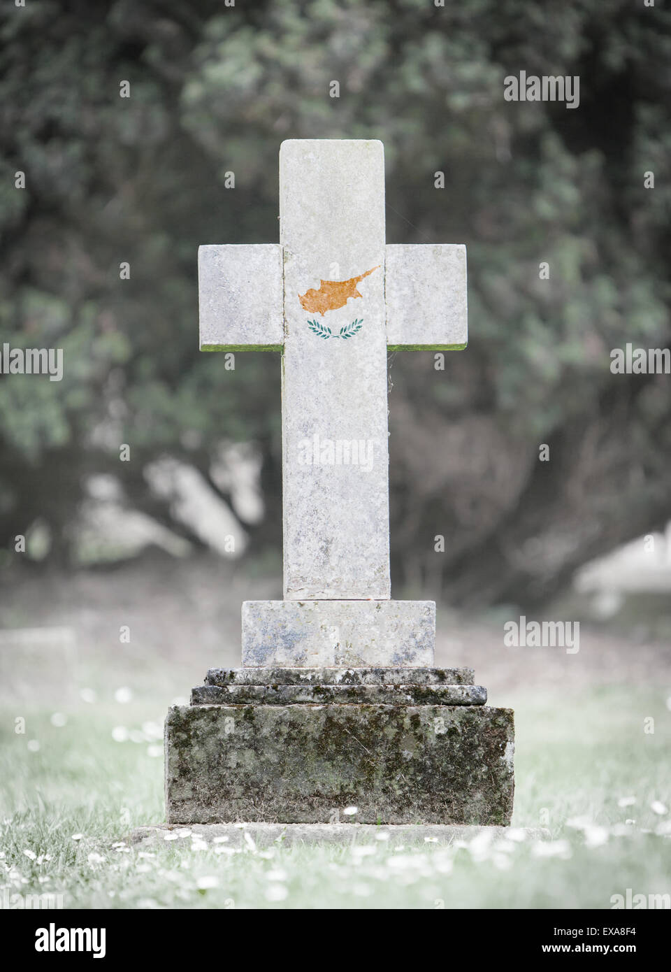 Old weathered gravestone in the cemetery - Cyprus Stock Photo - Alamy