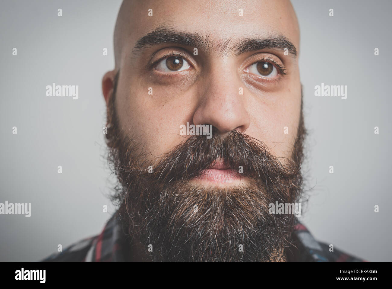 hipster long bearded and mustache man with shirt squares Stock Photo ...
