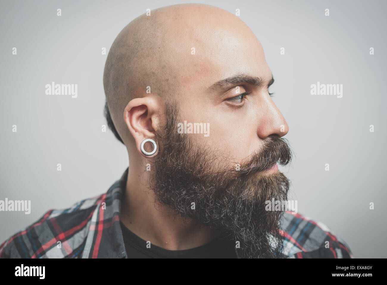 hipster long bearded and mustache man with shirt squares Stock Photo ...