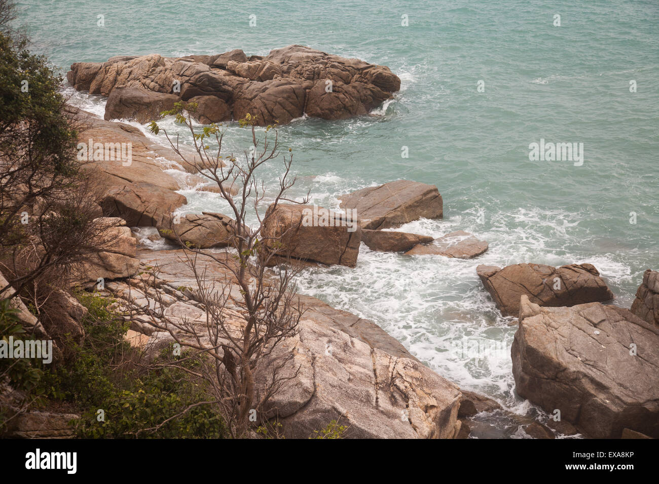 Landscape, surf, rocks, cliffs, ocean and beach Stock Photo - Alamy