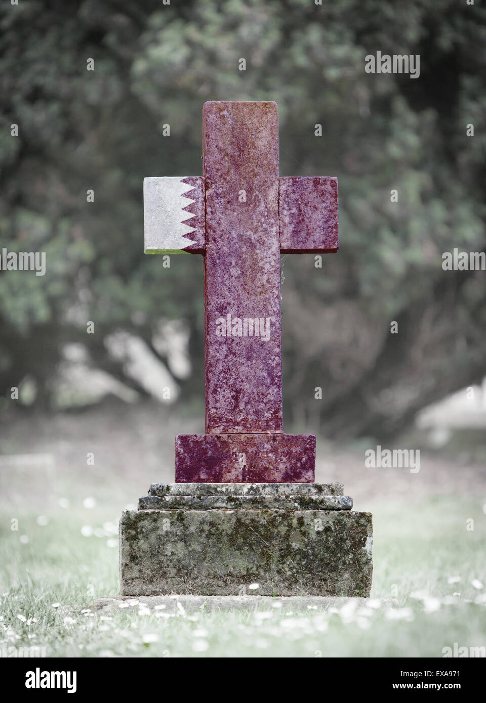 Old weathered gravestone in the cemetery - Qatar Stock Photo - Alamy
