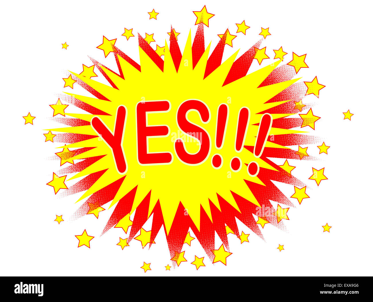 A cartoon style yes explosive motif over a white background Stock Photo ...