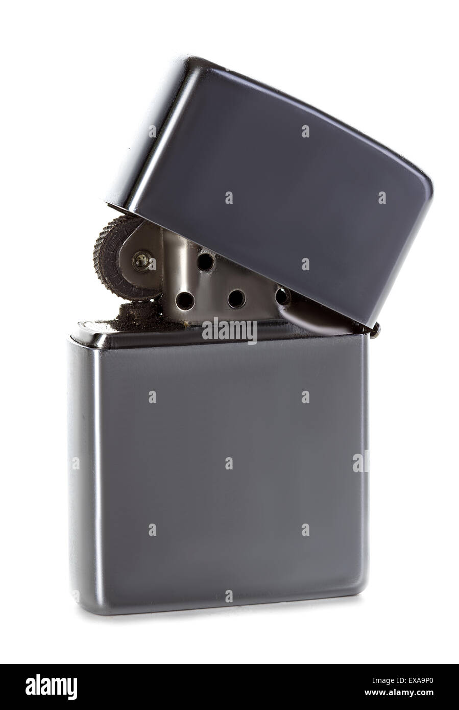 Silver metal lighter isolated on white Stock Photo - Alamy