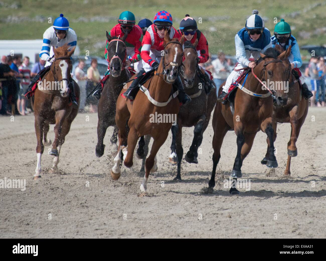 Horse racing on Omey Island, Connemara Stock Photo - Alamy