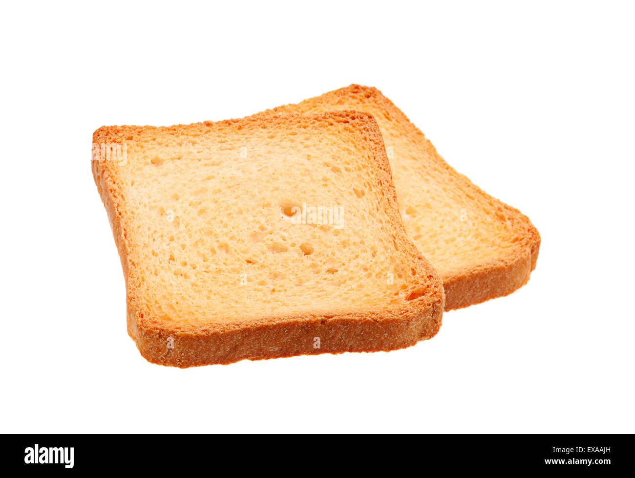 Two toasted bread slice isolated on white background Stock Photo - Alamy