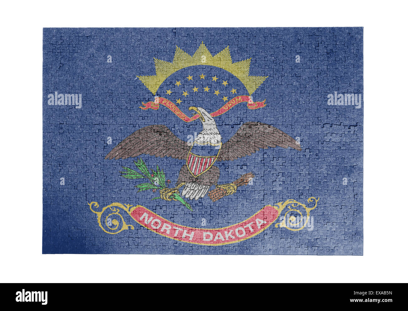 Large jigsaw puzzle of 1000 pieces - flag - North Dakota Stock Photo ...