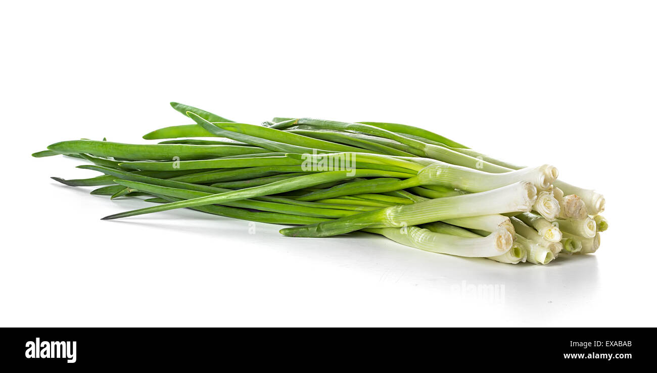 Green Onion on white background Stock Photo - Alamy