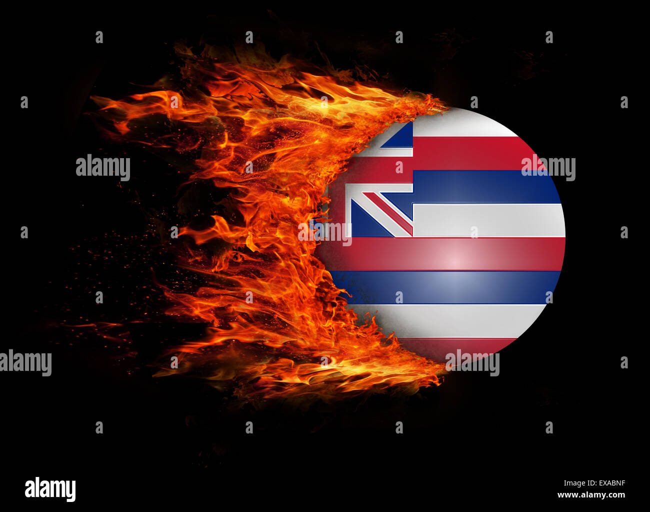 Concept of speed - US state flag with a trail of fire - Hawaii Stock ...