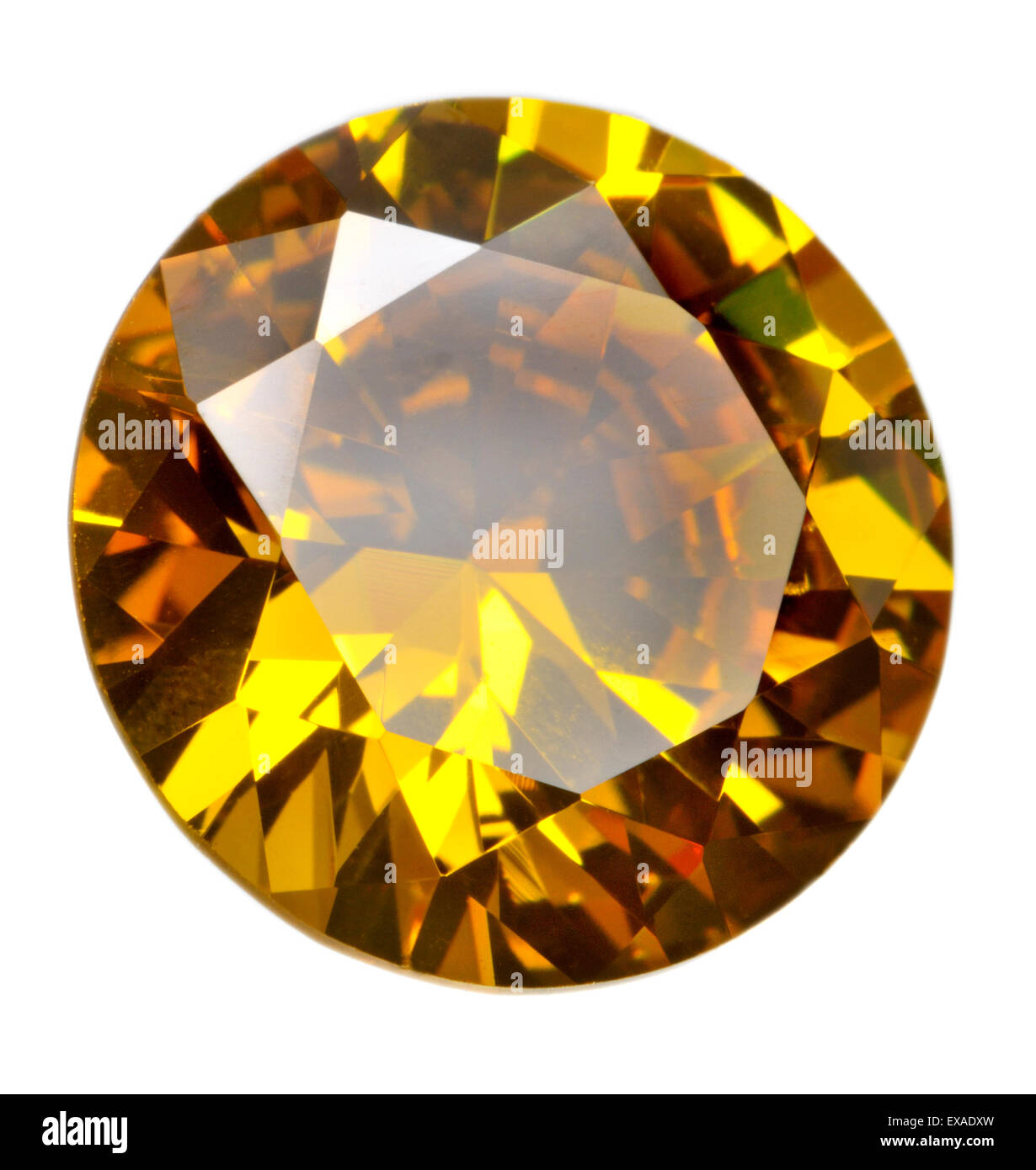 Round cut citrine gemstone (synthetic / lab-created Stock Photo - Alamy