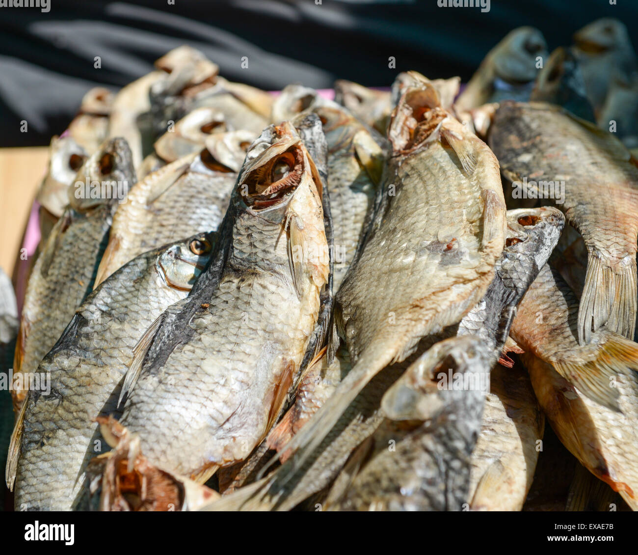 a bunch of all sorts of different dried fish Stock Photo - Alamy