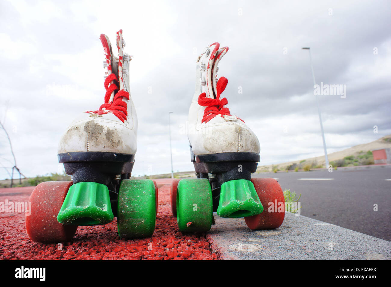 Old Vintage White Skate Boot Stock Photo - Alamy