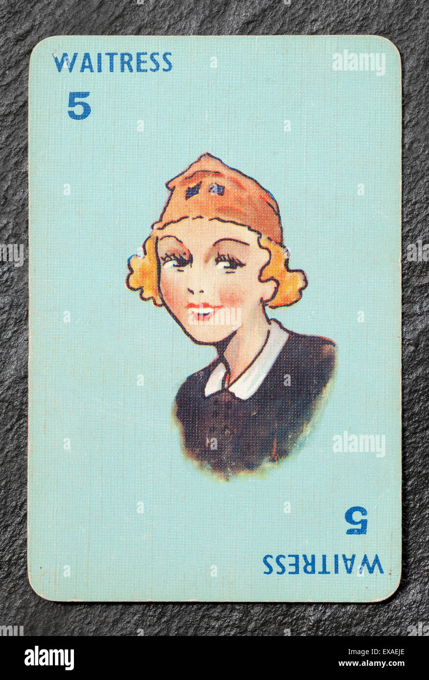 Vintage Menuette Playing Card Waitress Stock Photo - Alamy