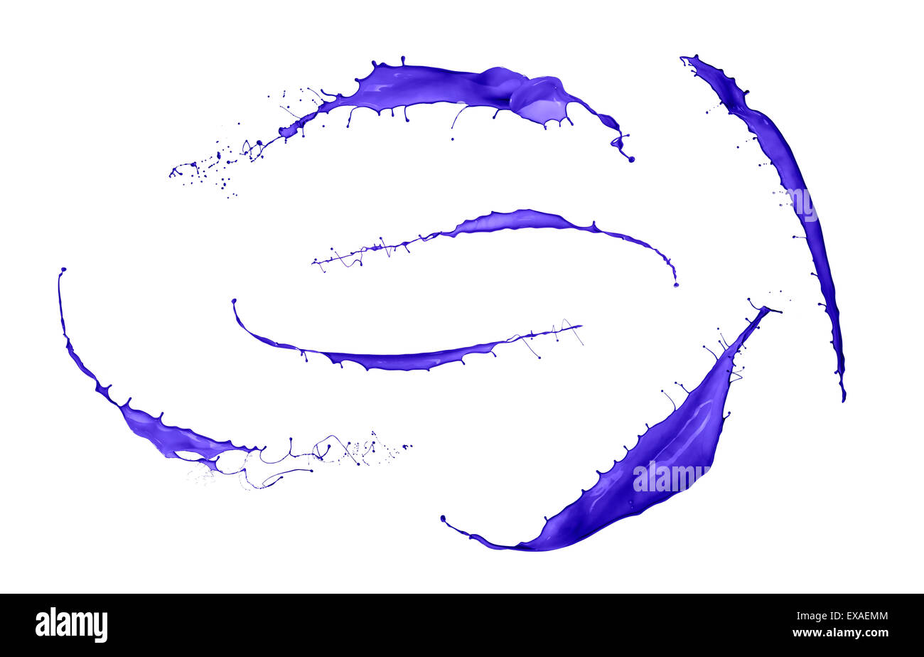 collection of purple paint splashes isolated on white background Stock ...